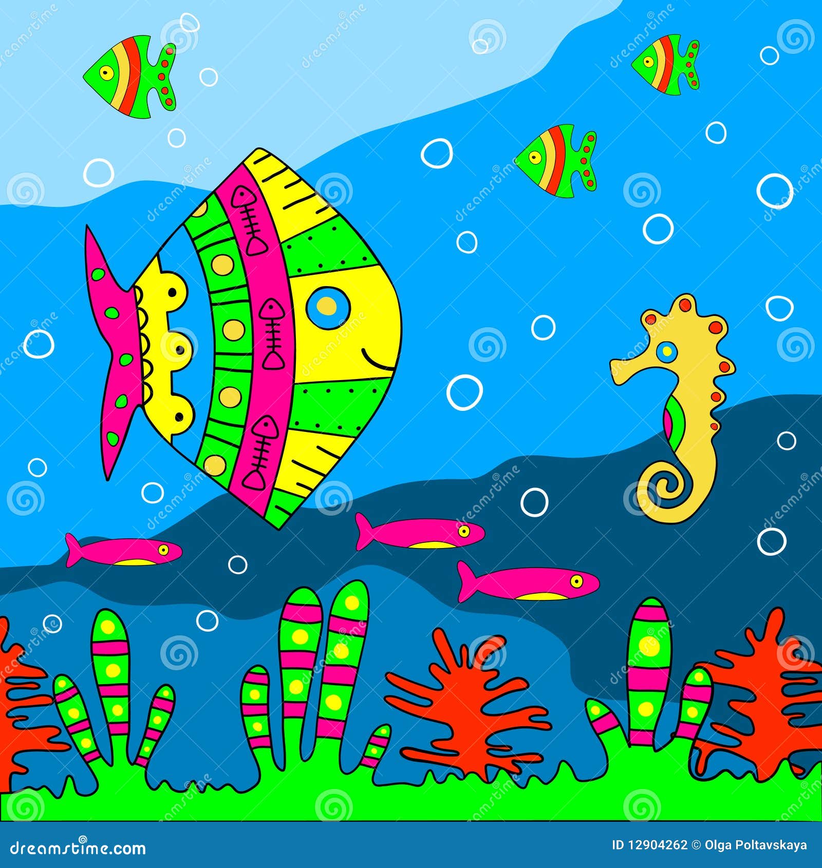 Ethnic Style Seabed. Vector Illustration. Stock Vector - Illustration ...