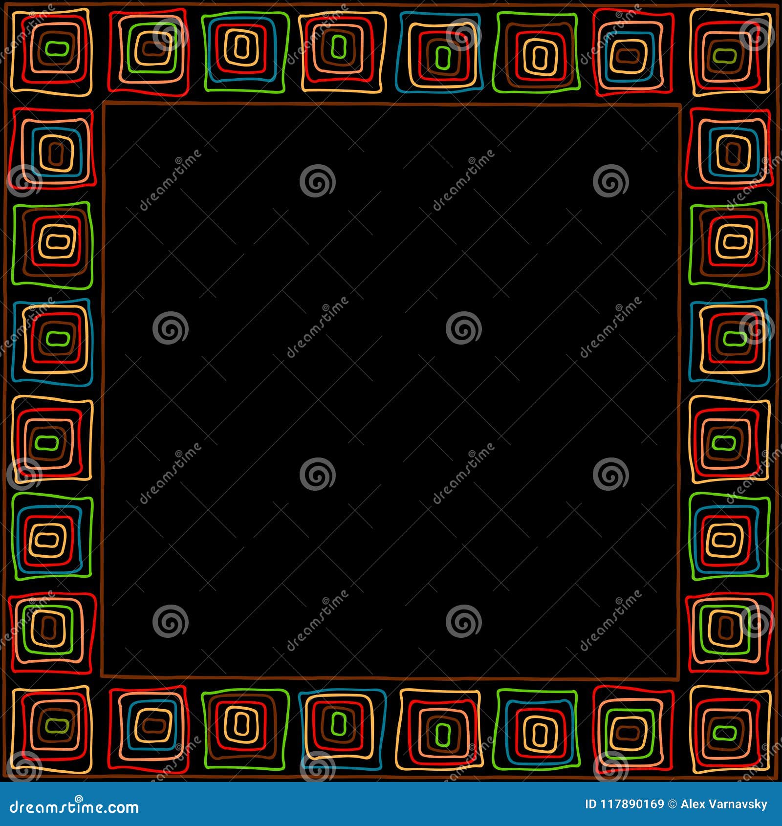 Ethnic Stylized Handmade Frame with Colored Elements Stock Vector ...