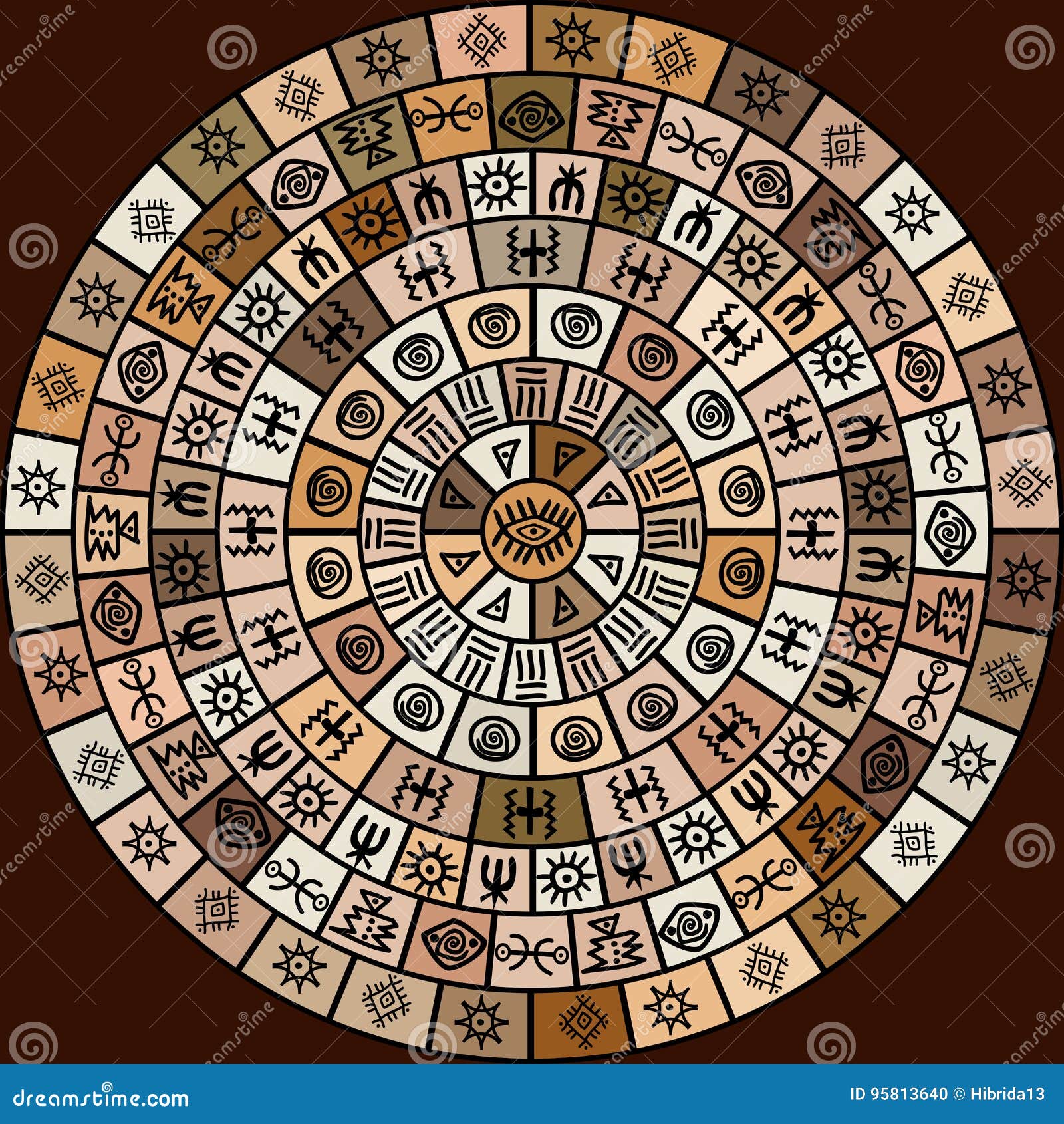 Ethnic Symbols Round Design Stock Vector - Illustration of pattern ...