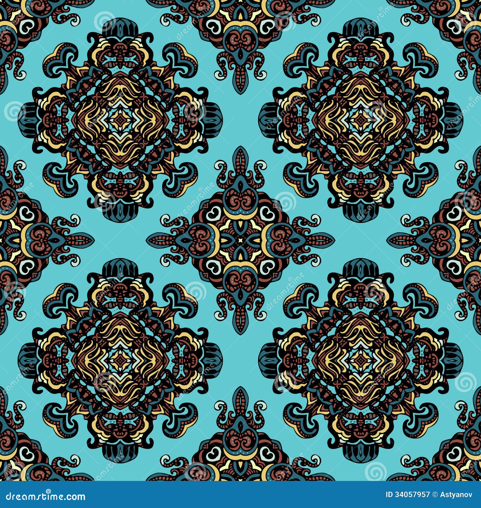 Ethnic Tiles Seamless Pattern Vector Stock Illustration - Illustration ...