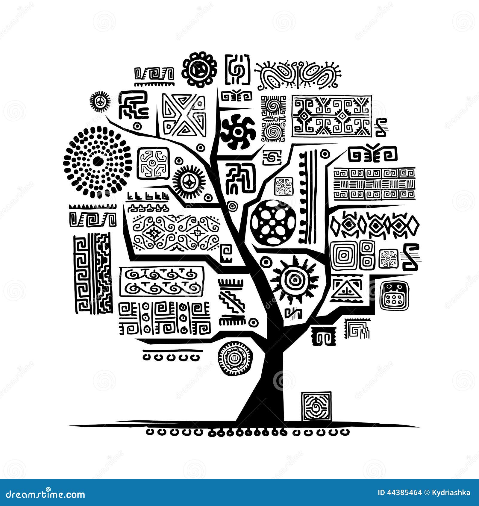 Ethnic Tree with Handmade Ornament for Your Design Stock Vector ...