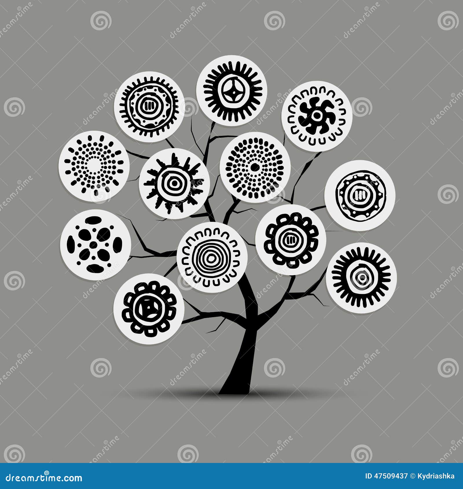 Ethnic Tree with Handmade Ornament for Your Design Stock Vector ...