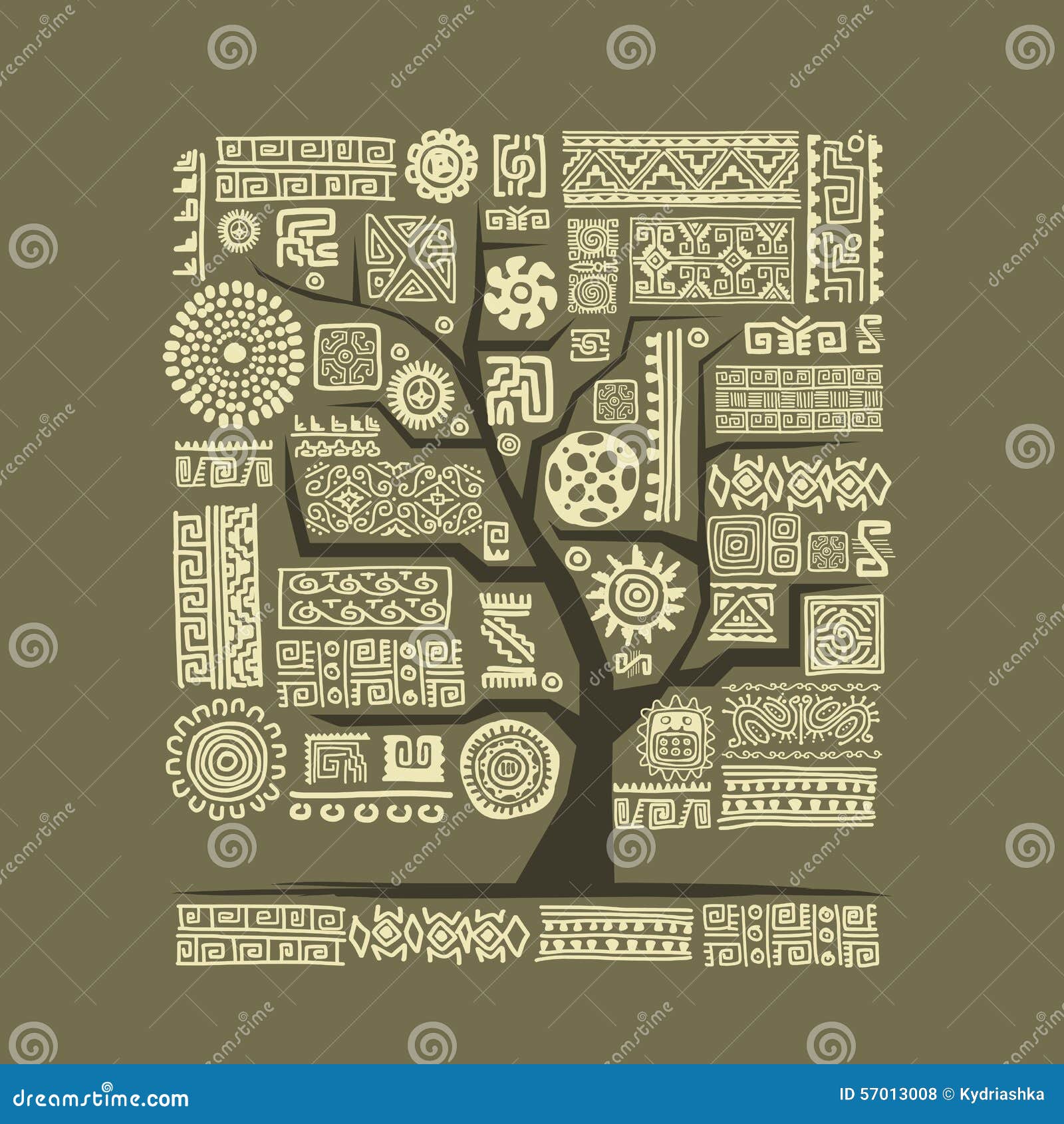 Ethnic Tree with Handmade Ornament for Your Design Stock Vector ...