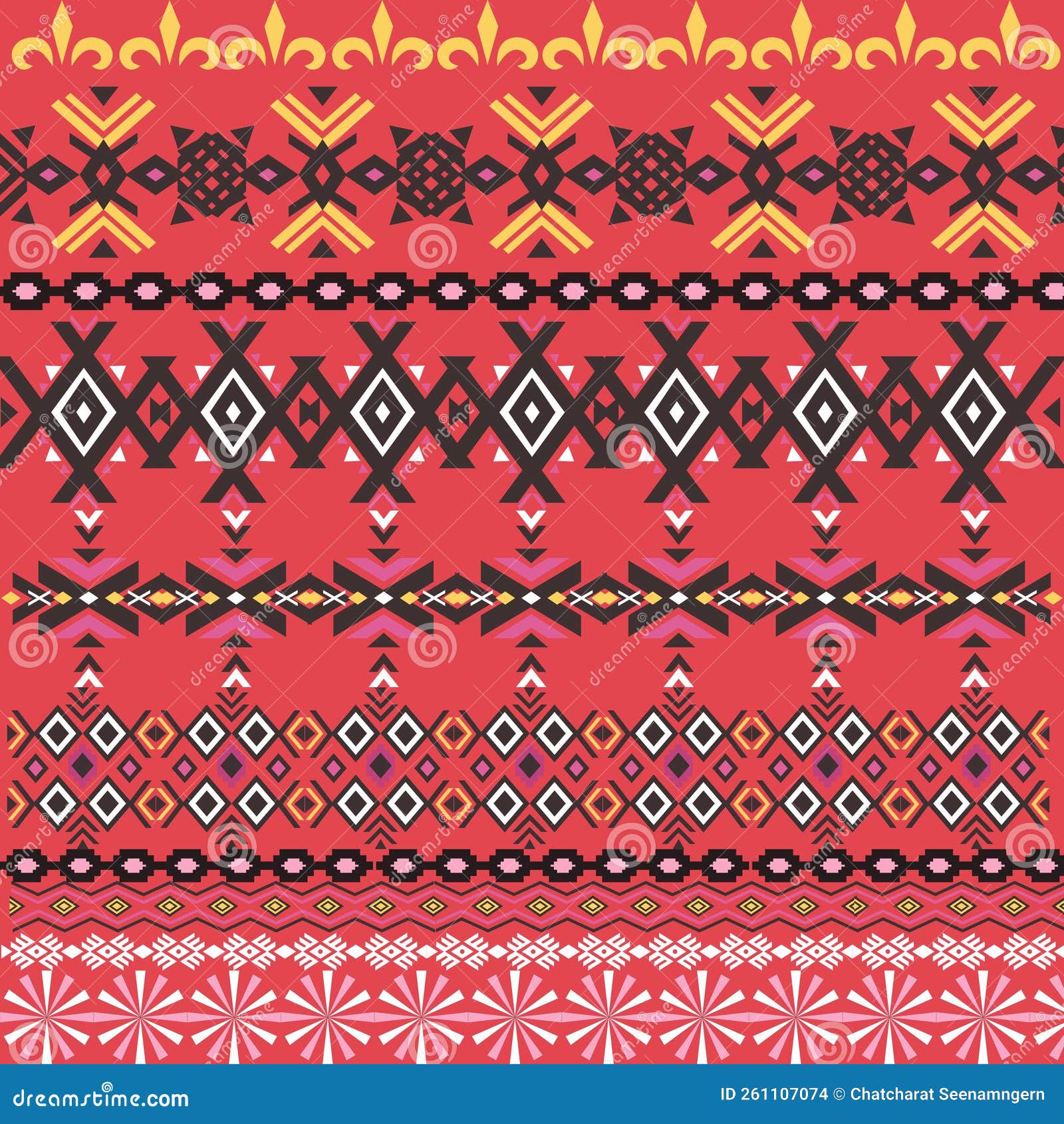 Ethnic Pattern Fabric and Geometric Red Background Patterns Stock ...