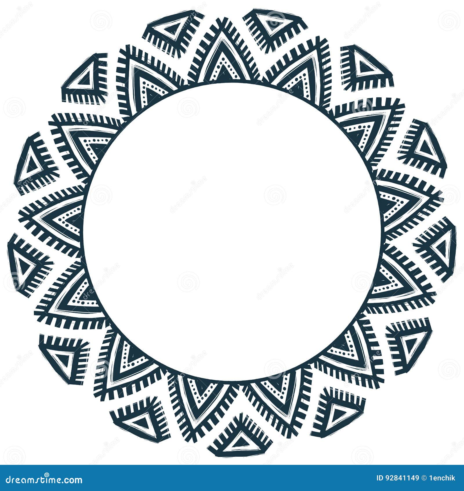 Ethnic Tribal Style Vector Hand Drawn Doodle Frame Stock Vector ...