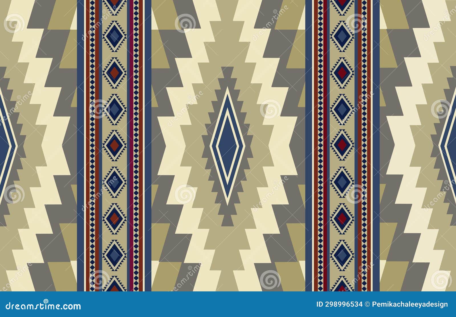 Ethnic Tribal Traditional Beige Aztec Diamond Pattern Stock Vector ...
