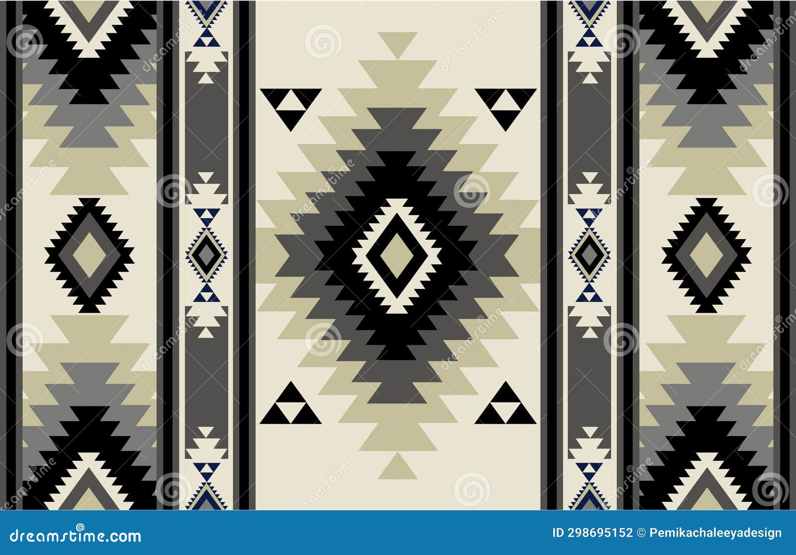 Ethnic Tribal Traditional Black and White Aztec Diamond Stripe Pattern ...