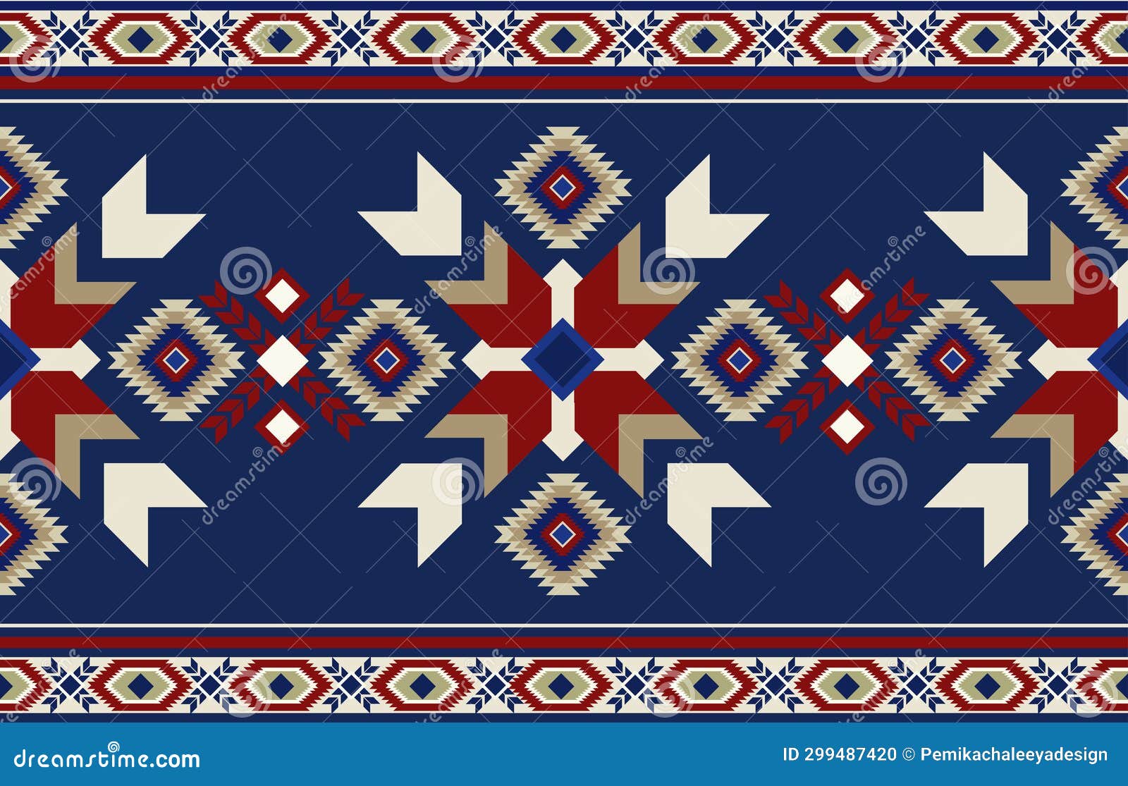 Ethnic Tribal Traditional Blue Flower Pattern Stock Vector ...