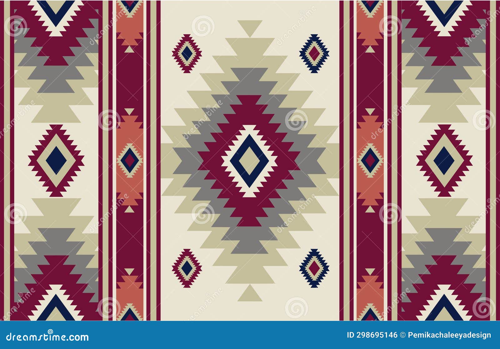 Ethnic Tribal Traditional Colorful Red Aztec Diamond Stripe Pattern ...