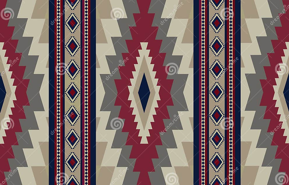 Ethnic Tribal Traditional Red Aztec Stripe Pattern Stock Illustration ...