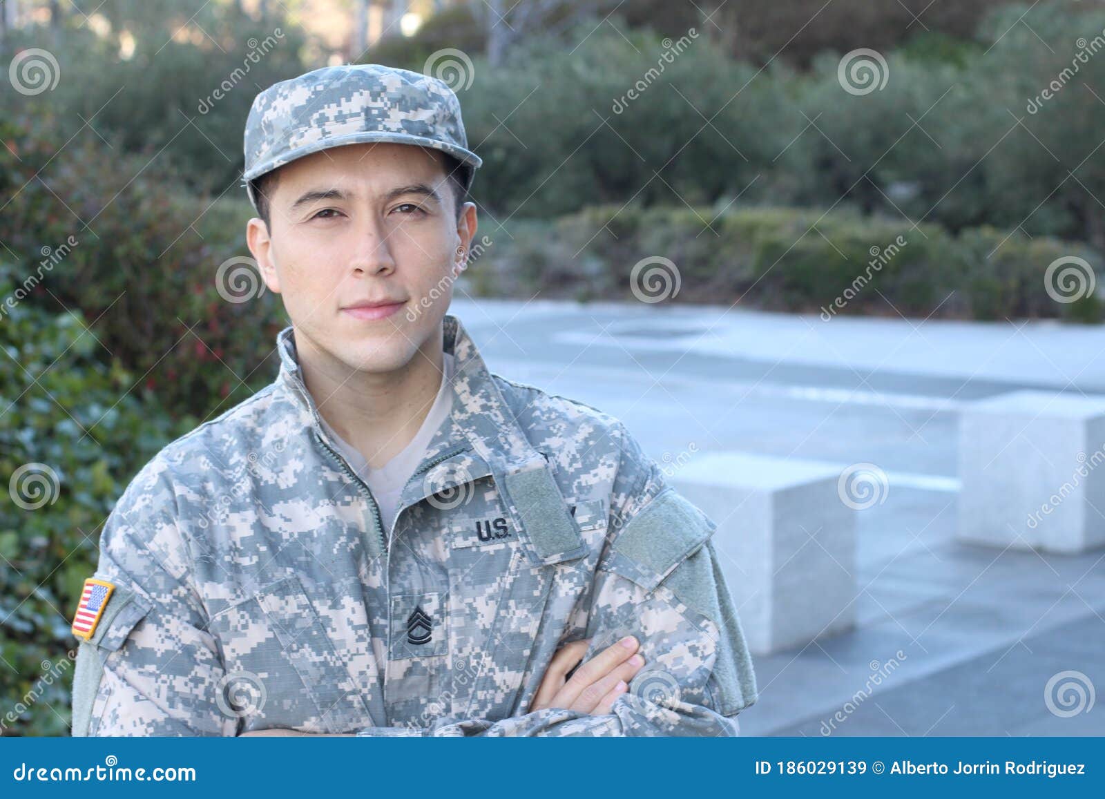 Ethnic US Military Man Smiling Stock Image - Image of expressing ...