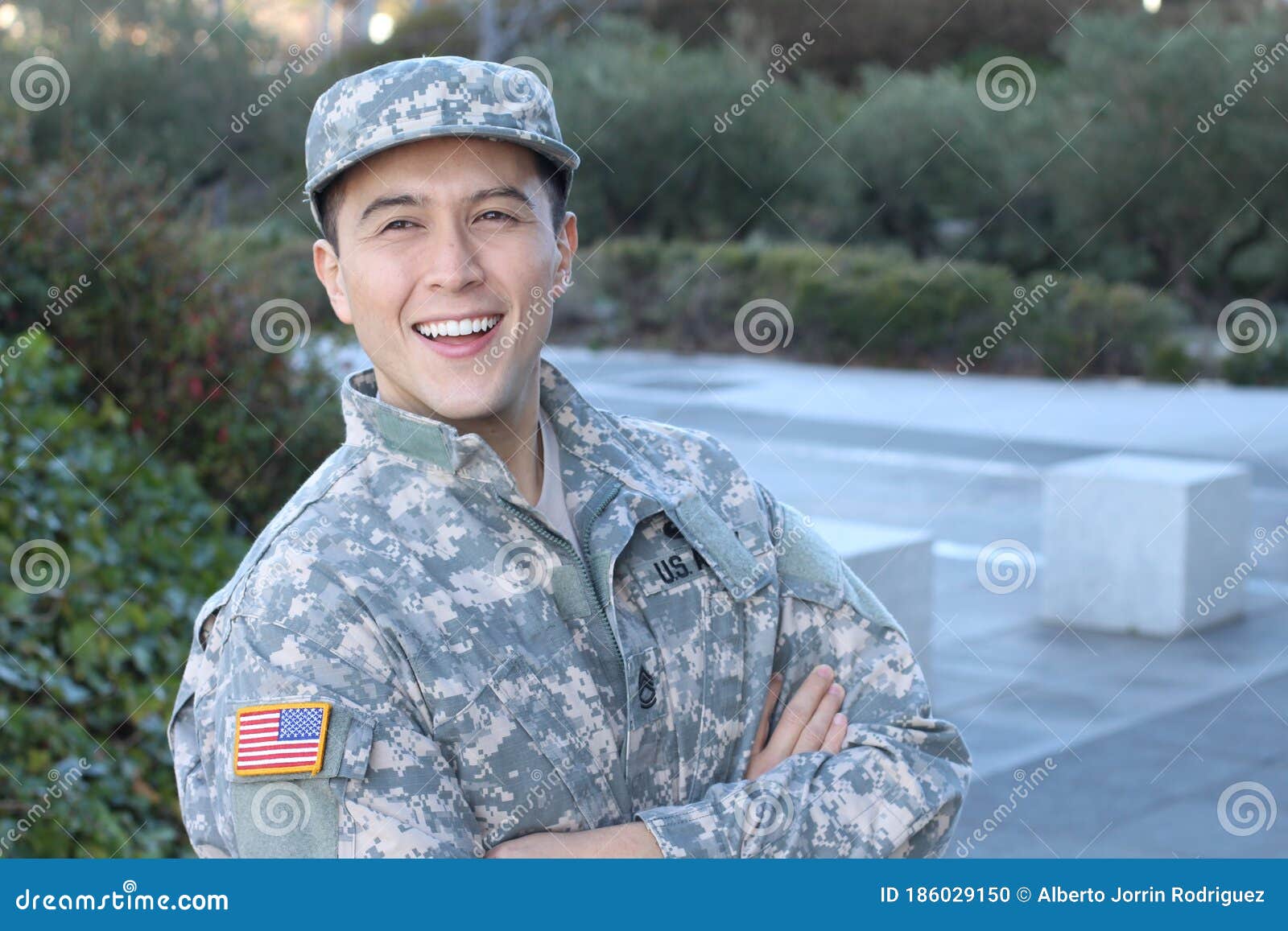 Ethnic US Military Man Smiling Stock Photo - Image of military ...