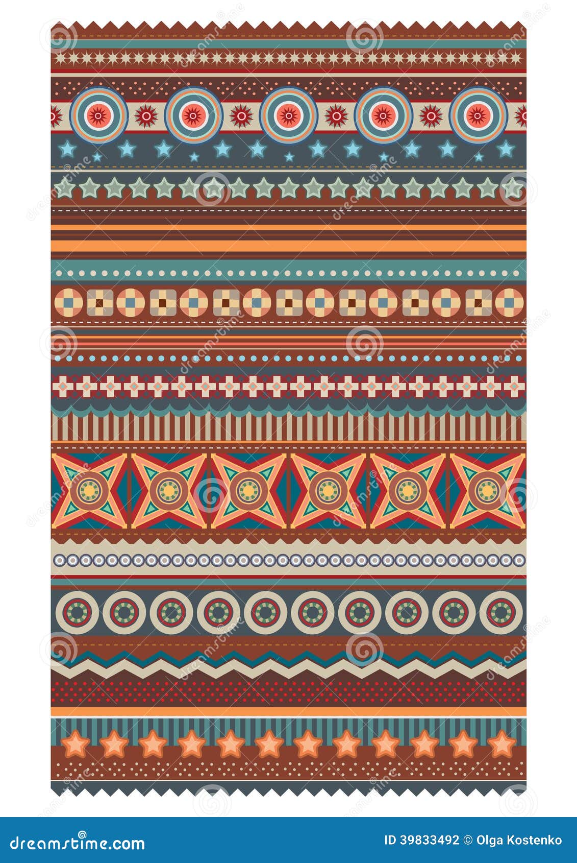 Ethnic Various Strips Motifs in Different Color Stock Vector ...