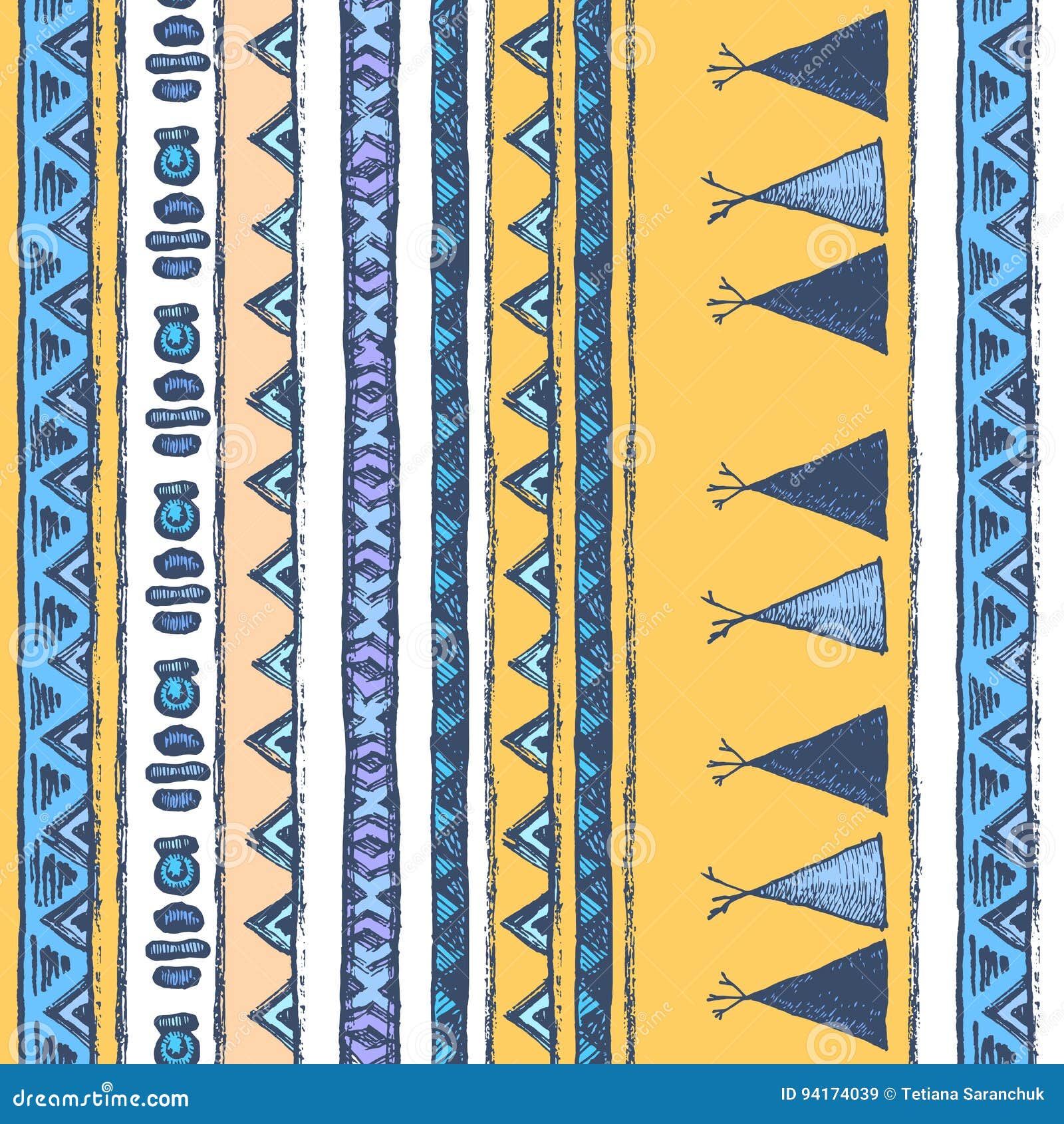 Ethnic Vertical Pattern with Lines and Zigzags Stock Vector ...