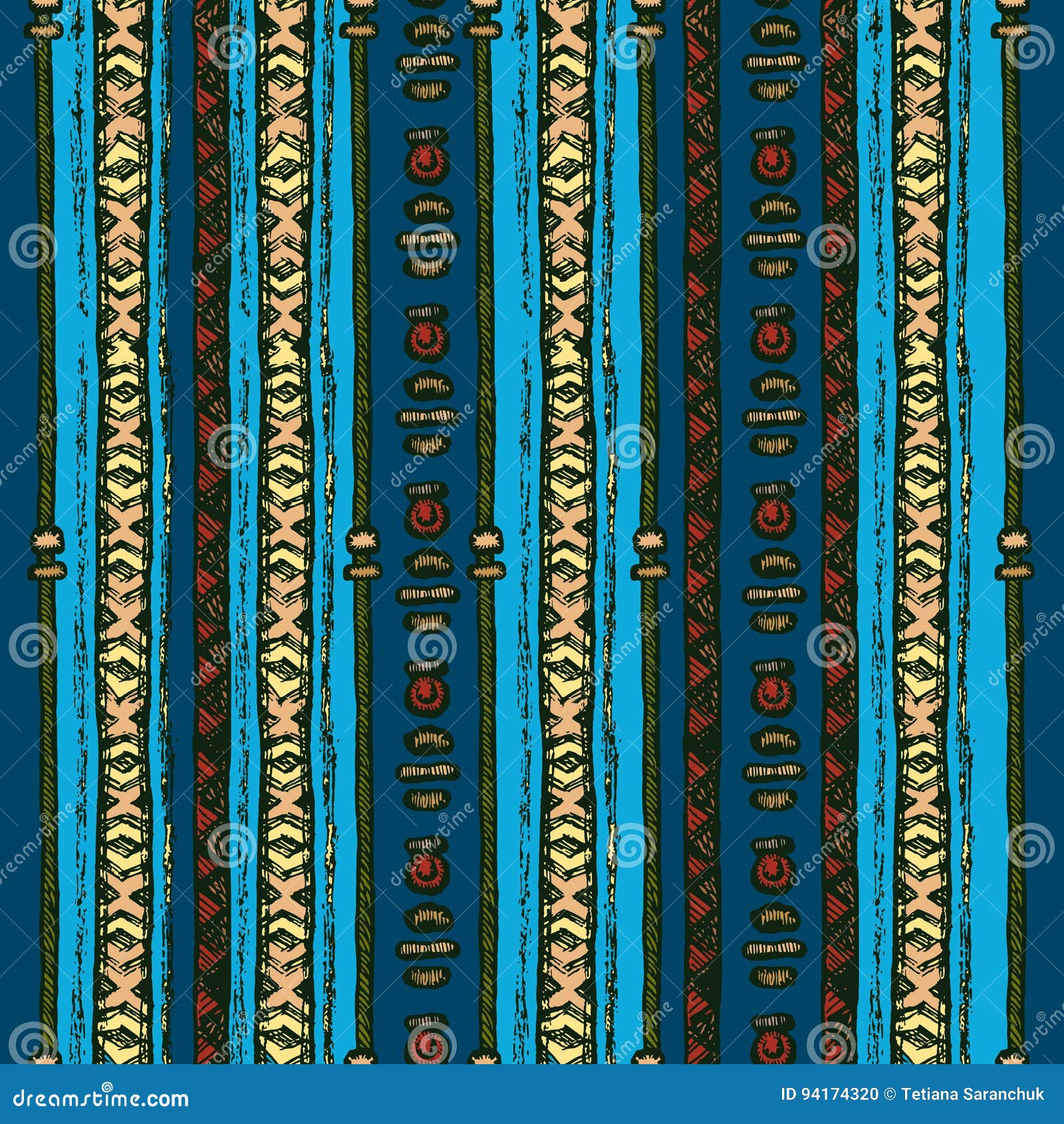 Ethnic Vertical Pattern with Lines and Zigzags Stock Vector ...