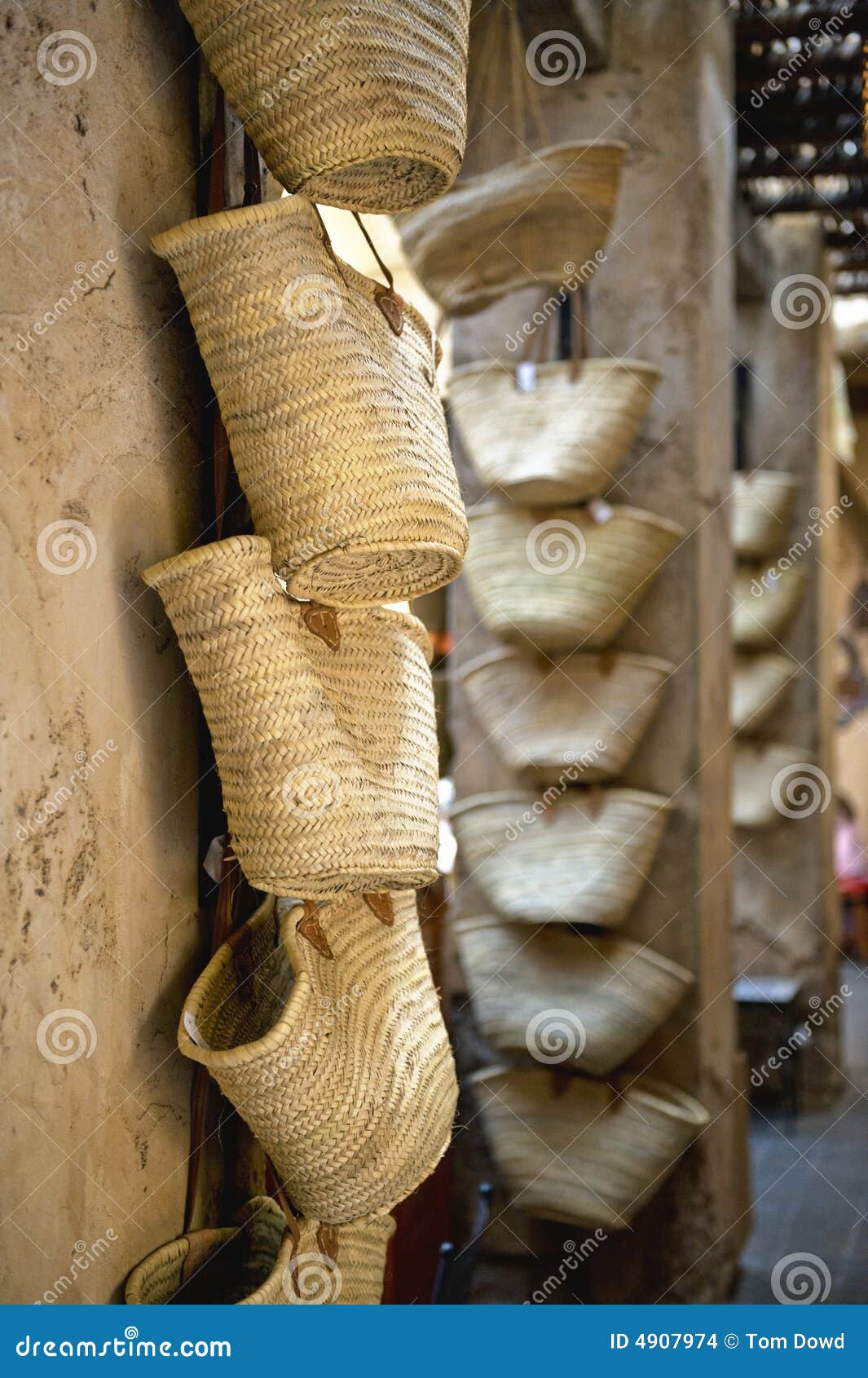 Ethnic Wicker Baskets for Sale Stock Photo - Image of souvenirs ...