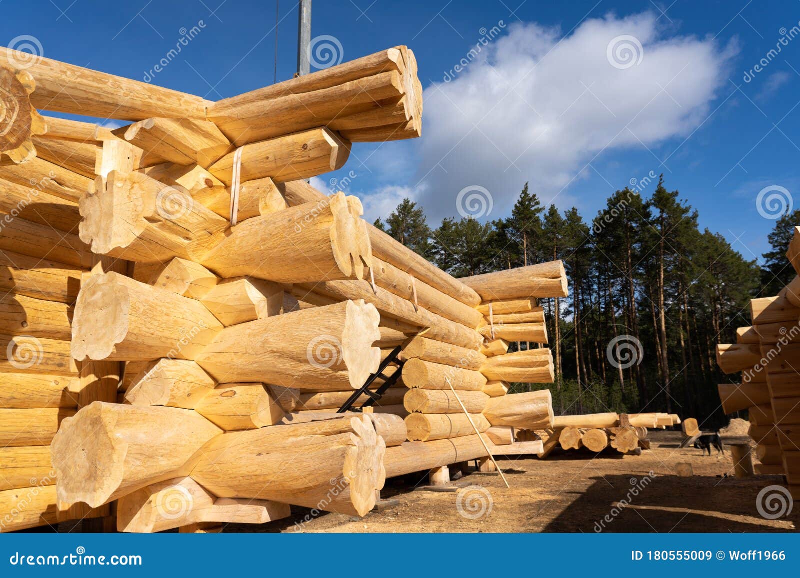 Ethnic Wooden Log Cabin New Manufacturing Process Stock Image - Image ...