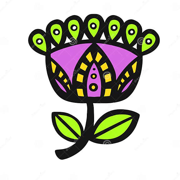Ethnically Stylized Multicolored Bright Indian Flower, Vector Stock ...