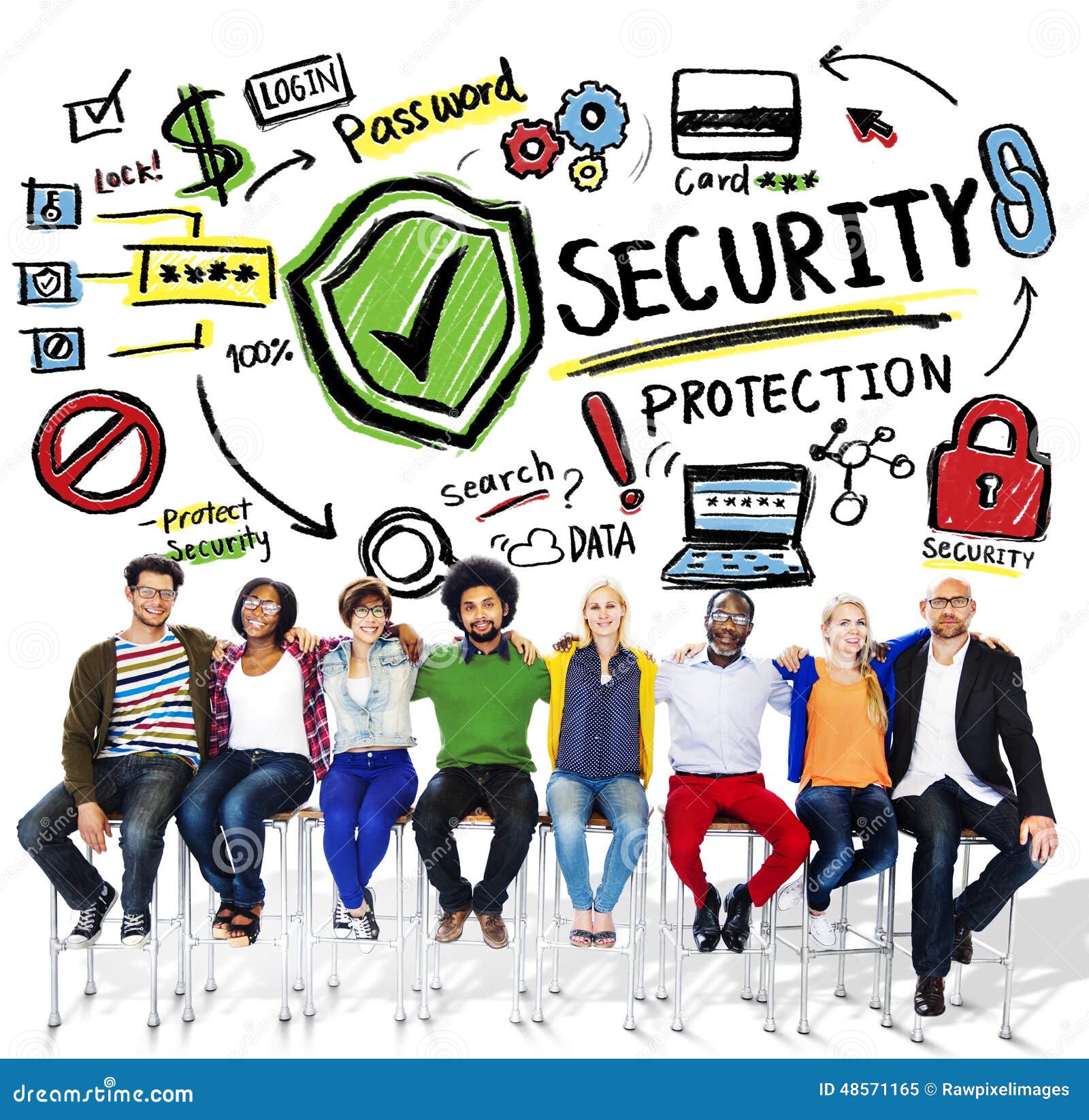 Ethnicity People Teamwork Security Protection Concept Stock Image ...