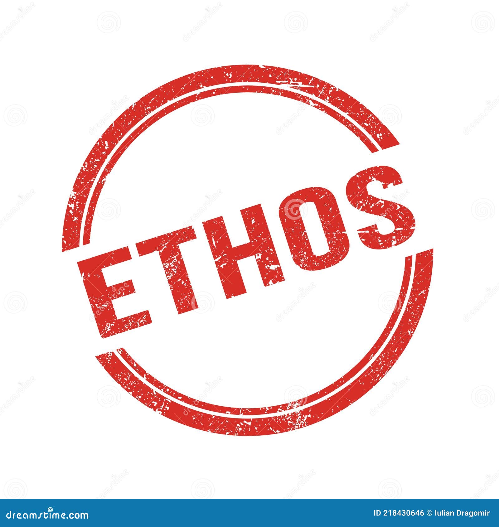 ETHOS Text Written on Red Grungy Round Stamp Stock Illustration ...