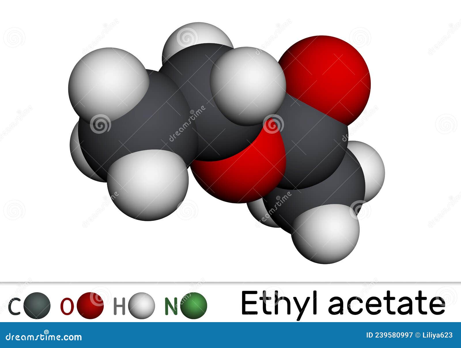 Ethyl Acetate, Ethyl Ethanoate, C4H8O2 Molecule. it is Acetate Ester ...