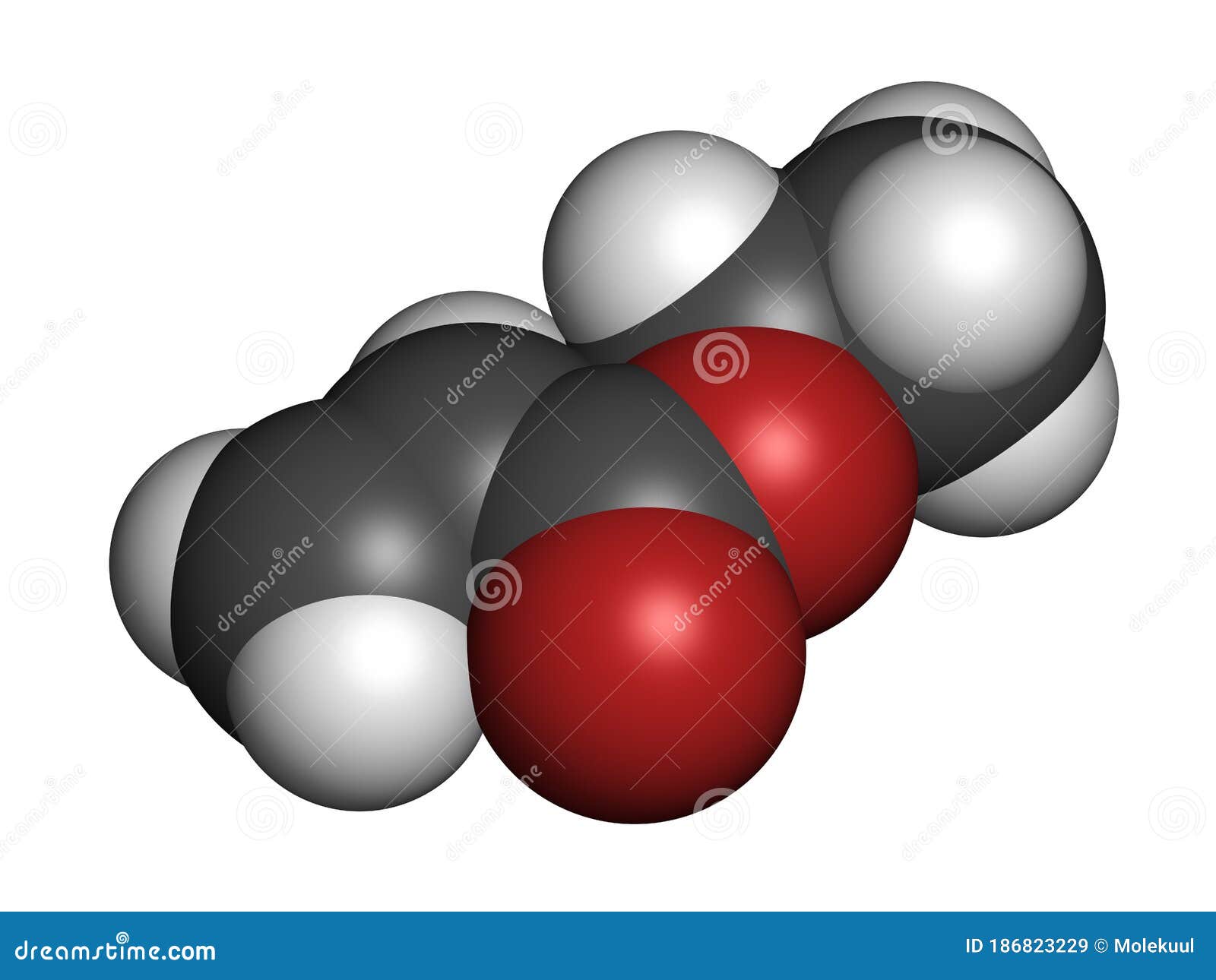 Ethyl Acrylate Molecule Structural Chemical Formula And Molecule Model