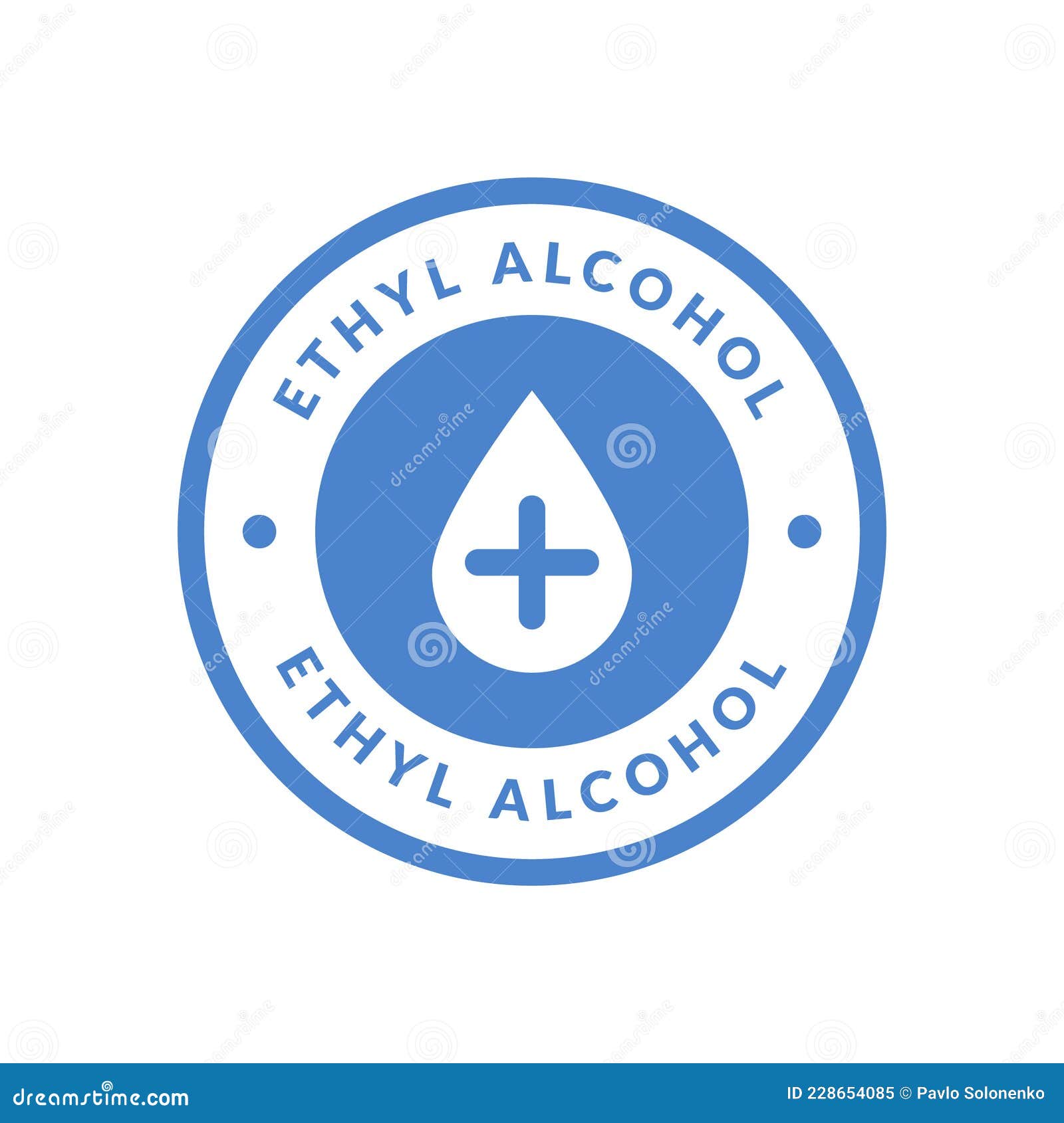 Ethyl Alcohol Product Label Blue. Stock Vector - Illustration of emblem ...
