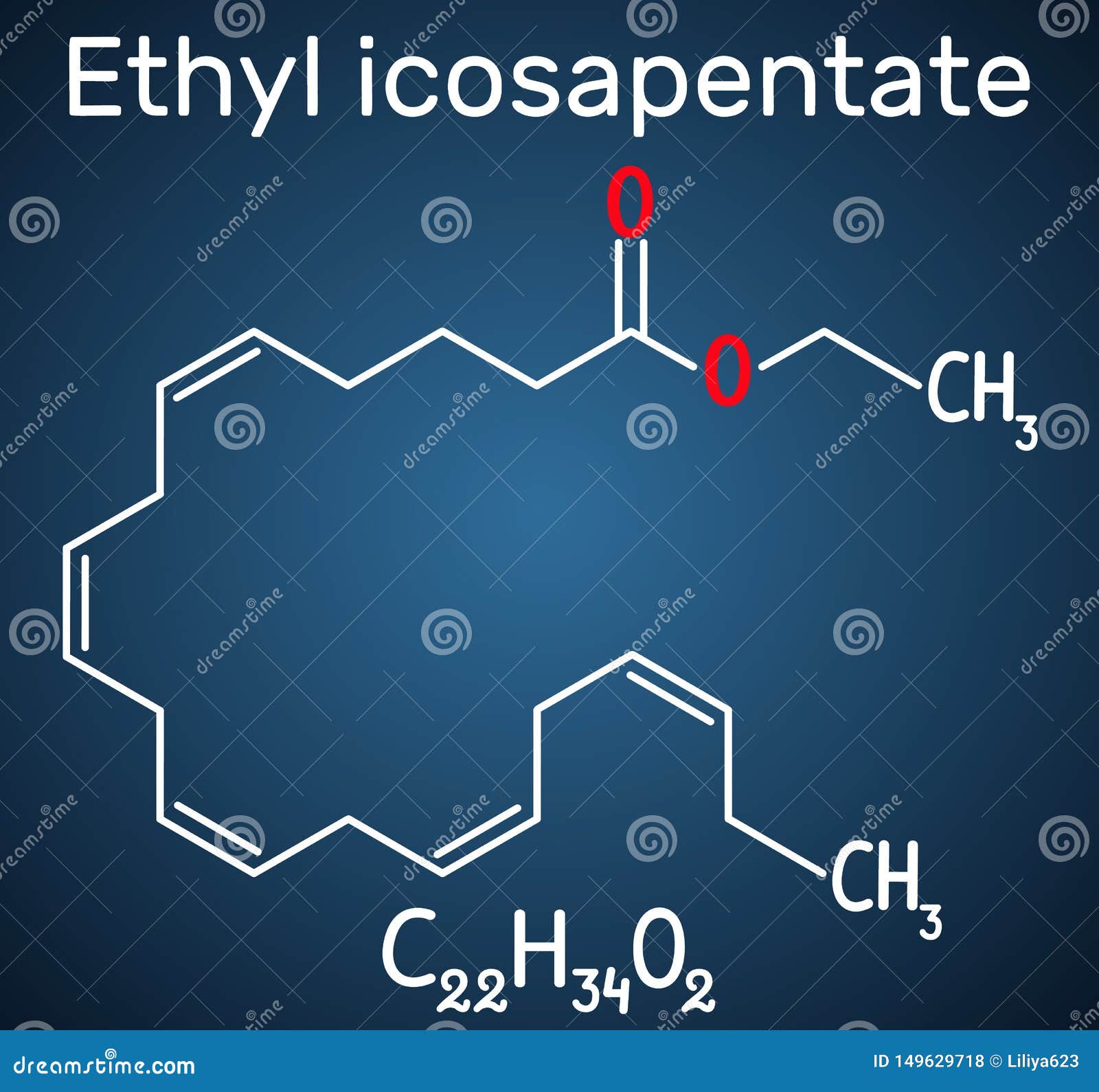 Icosapent Ethyl (ethyl Eicosapentaenoic Acid) Drug Molecule. 3D ...