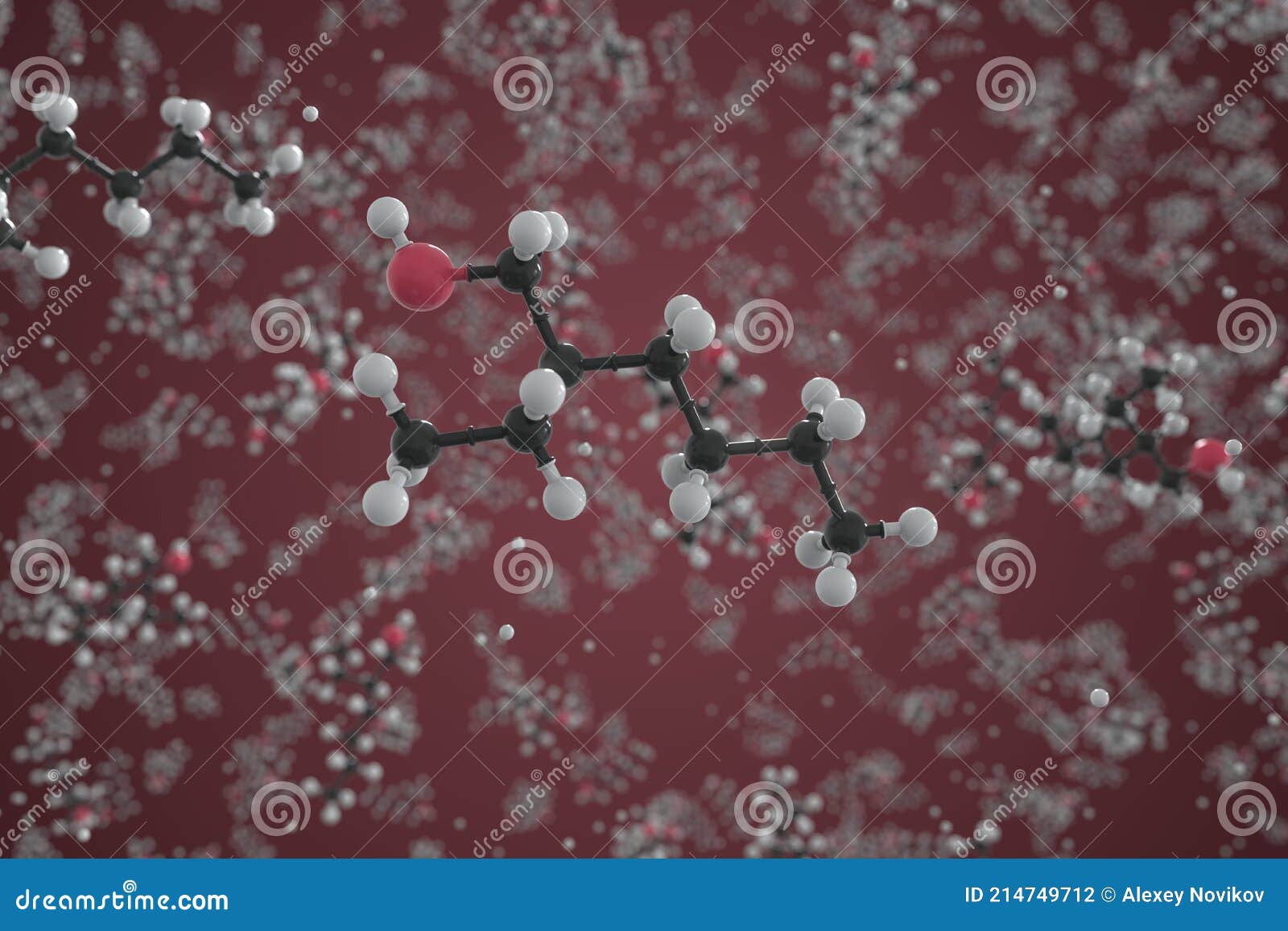 2-ethyl-1-hexanol Molecule. Ball-and-stick Molecular Model. Chemistry ...