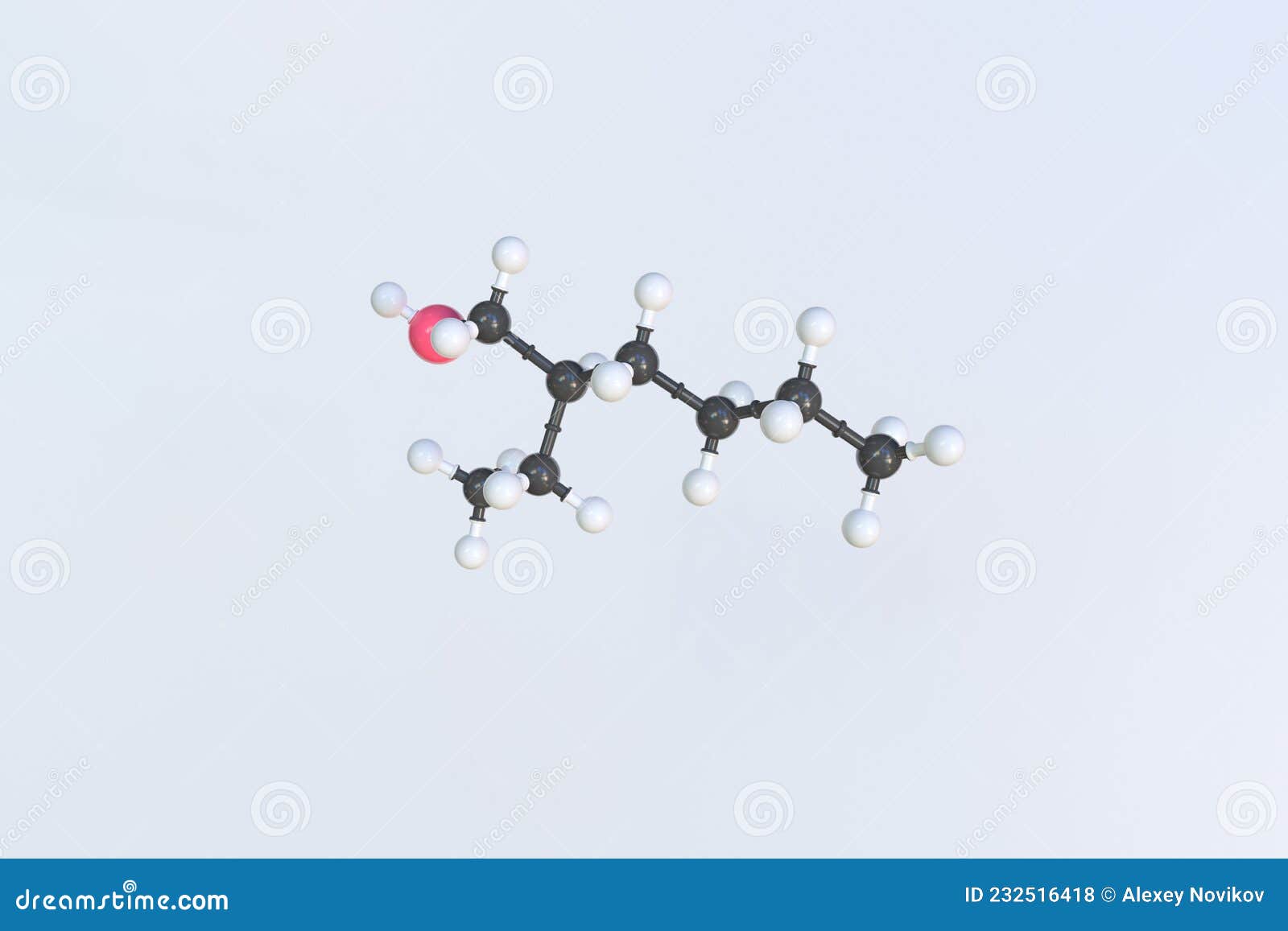 2-ethyl-1-hexanol Molecule. Isolated Molecular Model. 3D Rendering ...