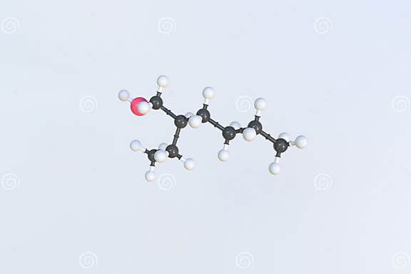 2-ethyl-1-hexanol Molecule. Isolated Molecular Model. 3D Rendering ...