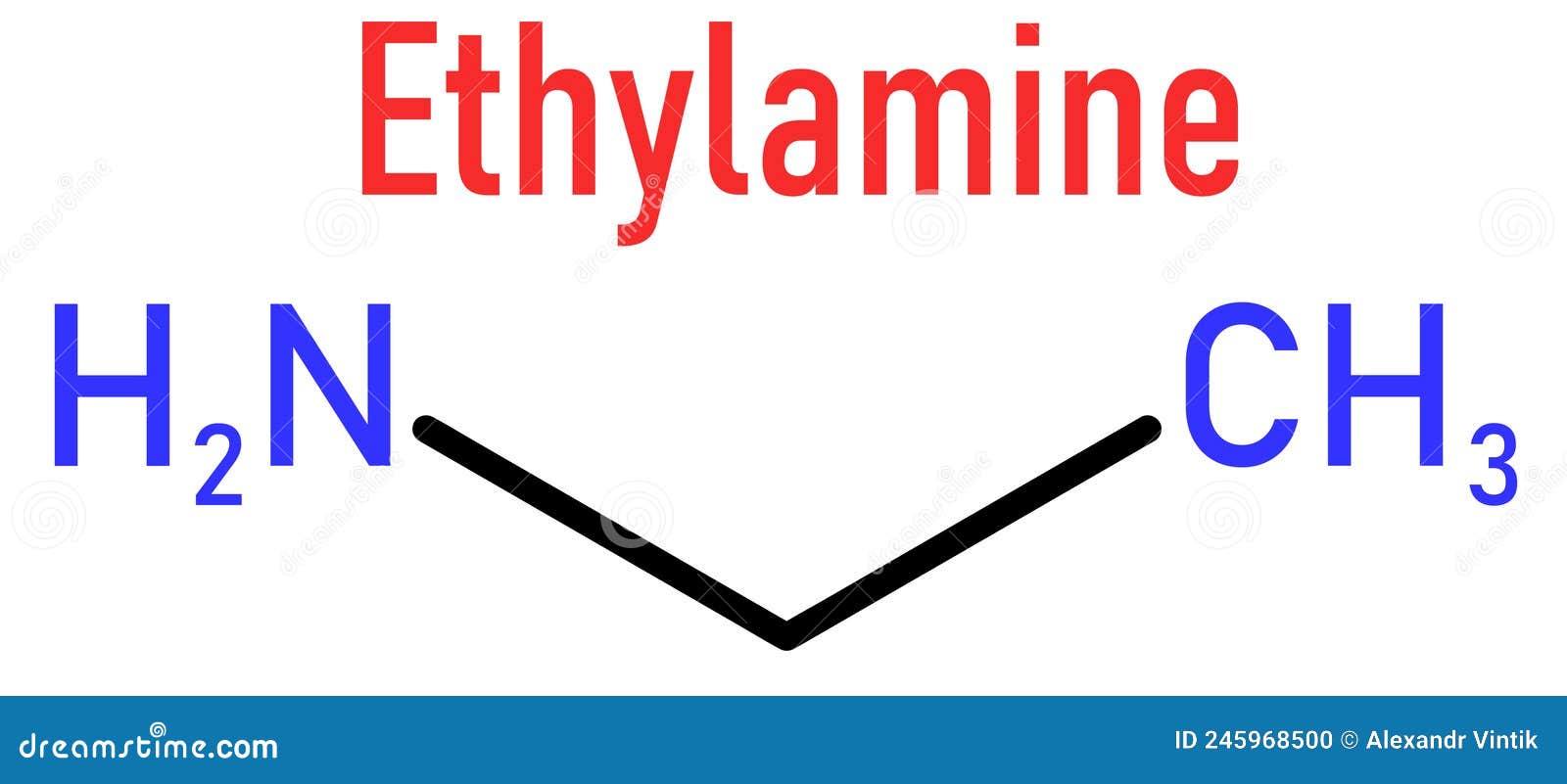 Ethylamine Or Ethanamine Organic Base Molecule, Skeletal Chemical ...
