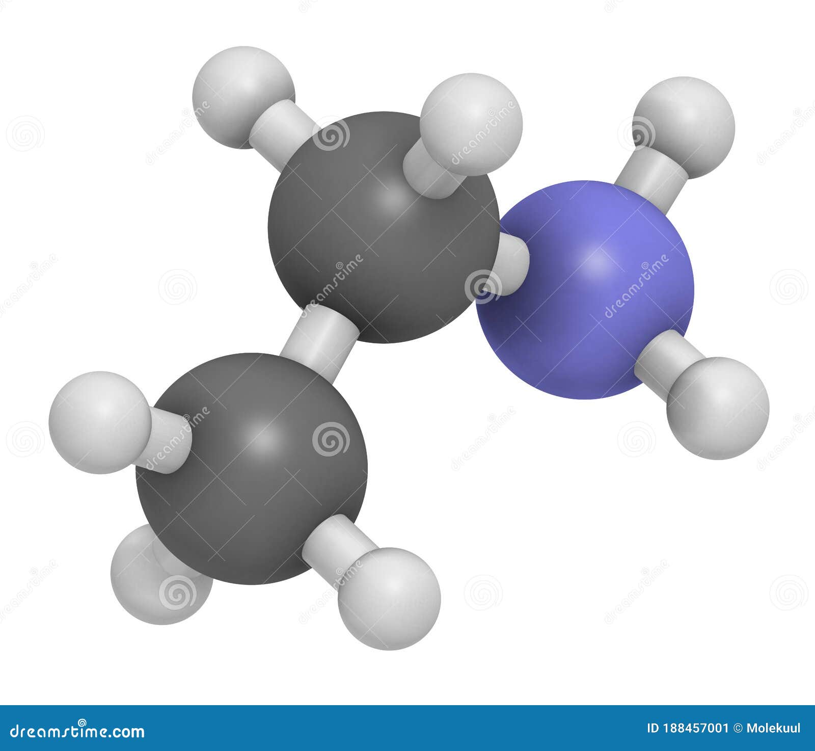 Ethylamine Organic Base Molecule. 3D Rendering Stock Illustration ...