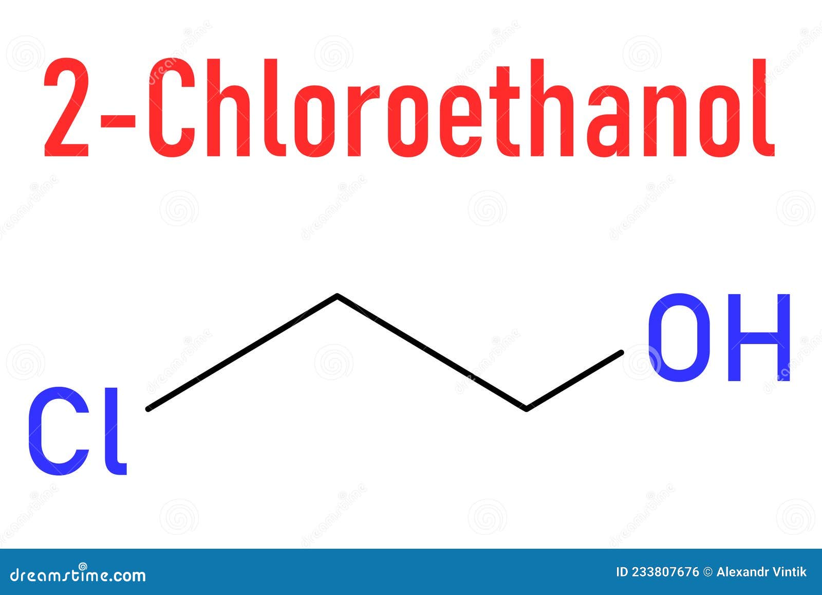 Ethylene Chlorohydrin or 2-Chloroethanol Molecule. Skeletal Formula ...