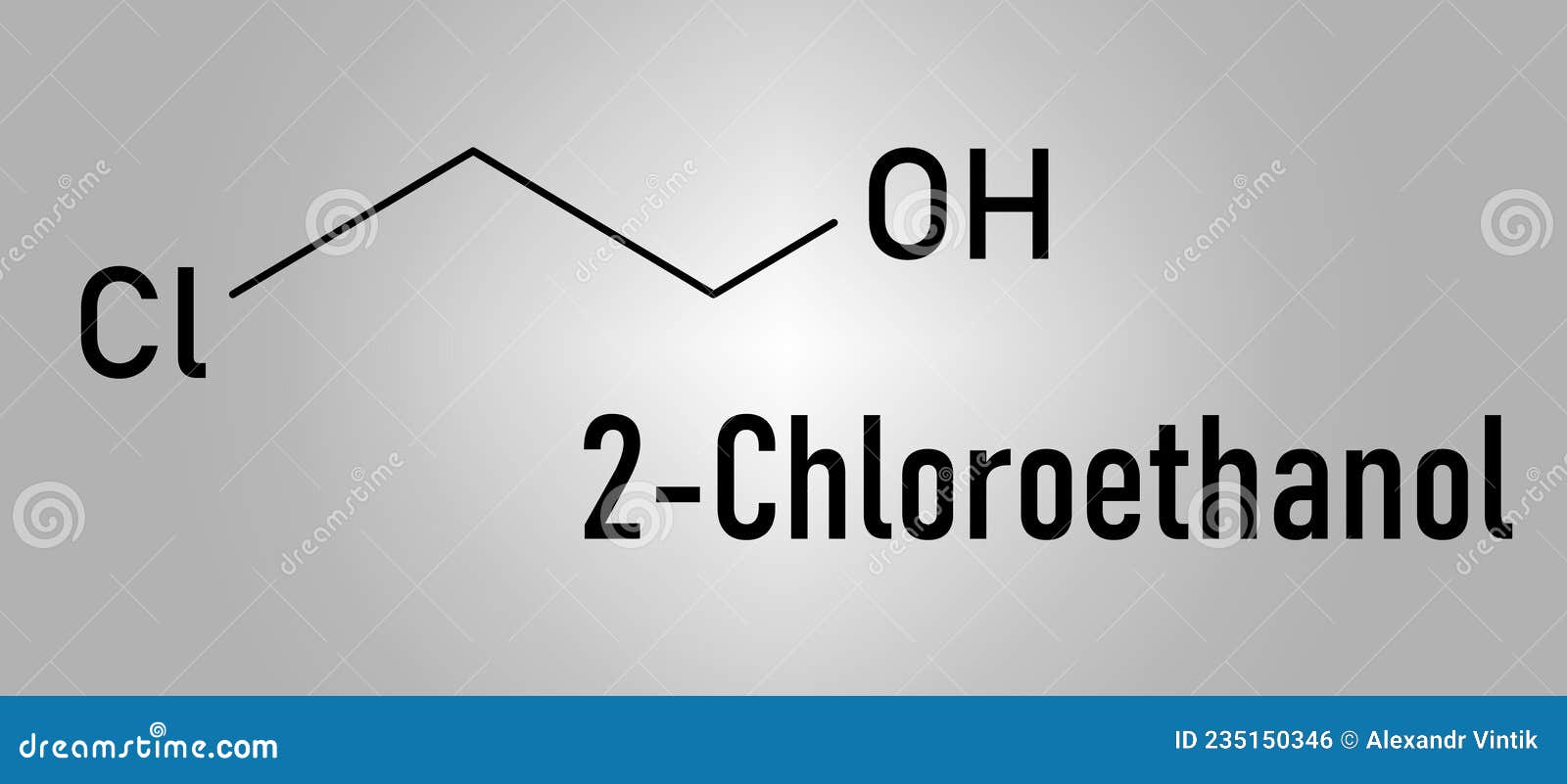 Ethylene Chlorohydrin Or 2-Chloroethanol Molecule. Skeletal Formula ...