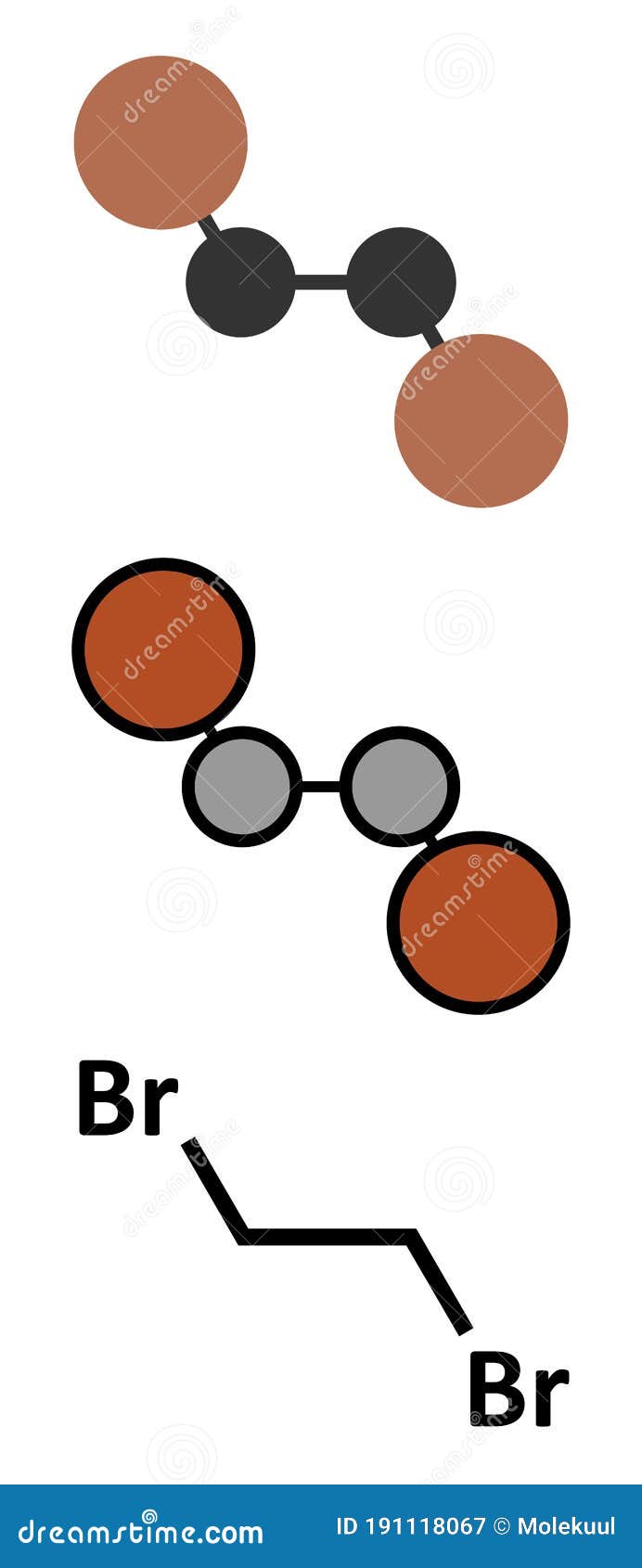 Ethylene Dibromide EDB, 1,2-dibromoethane Fumigant Molecule. Skeletal ...