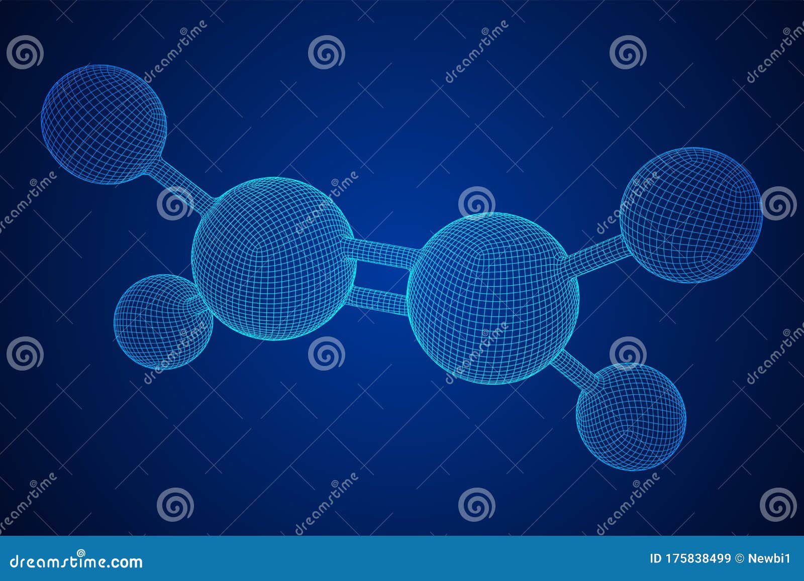 Ethylene ethene molecule. stock vector. Illustration of molecular ...