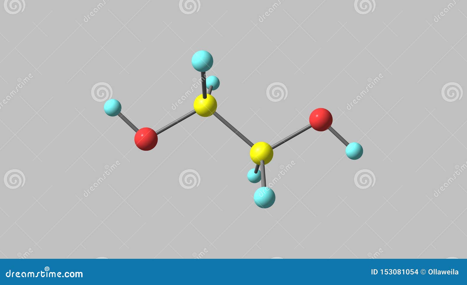 Ethylene Glycol. Structural Chemical Formula And 3d Model Of Molecule ...