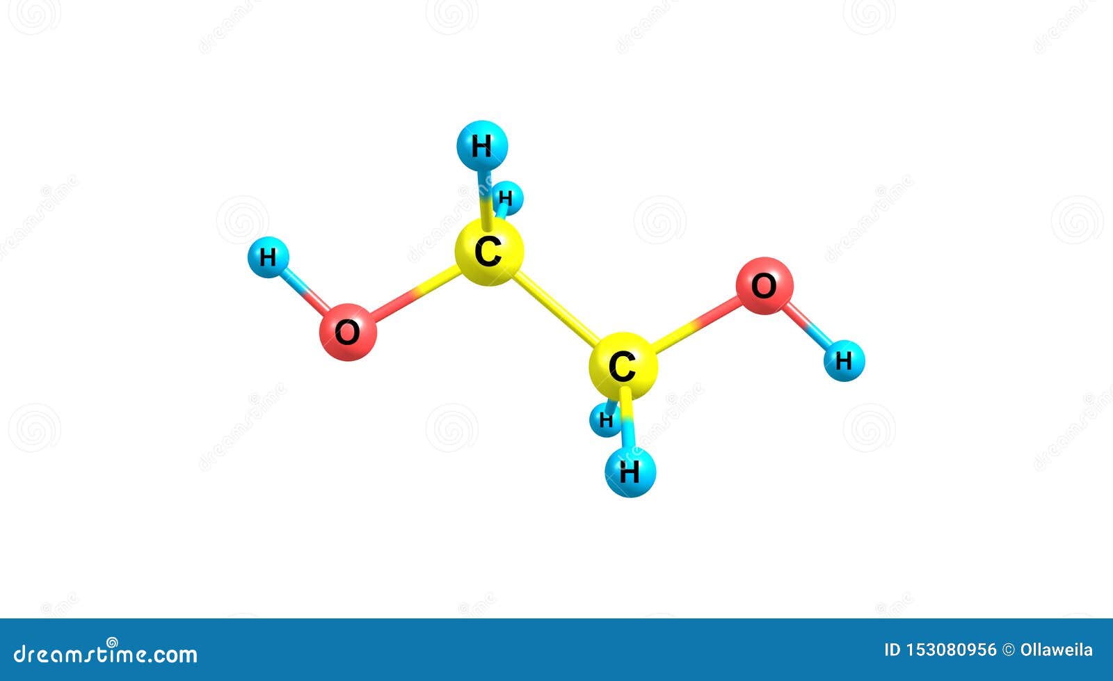 Ethylene Glycol, Diol, C2H6O2 Molecule. It Is Used For Manufacture Of ...