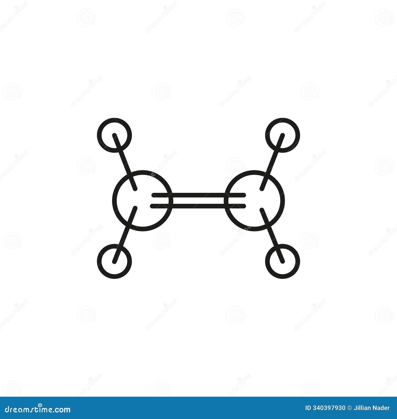 Ethylene Molecule Icon Flat Line Symbol Set Stock Illustration ...