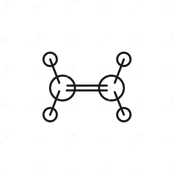 Ethylene Molecule Icon Flat Line Symbol Set Stock Illustration ...