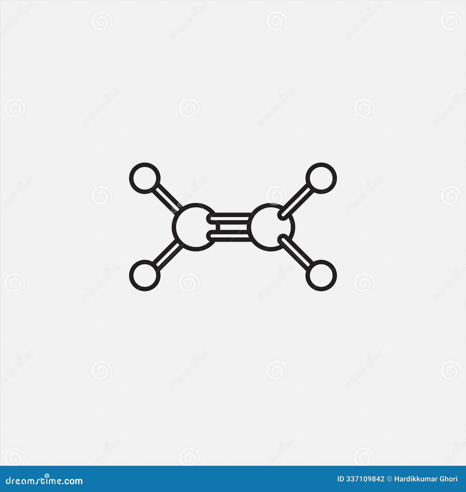 Ethylene Moleculeline In Thin Line Black Color. Flat Simple Vector ...