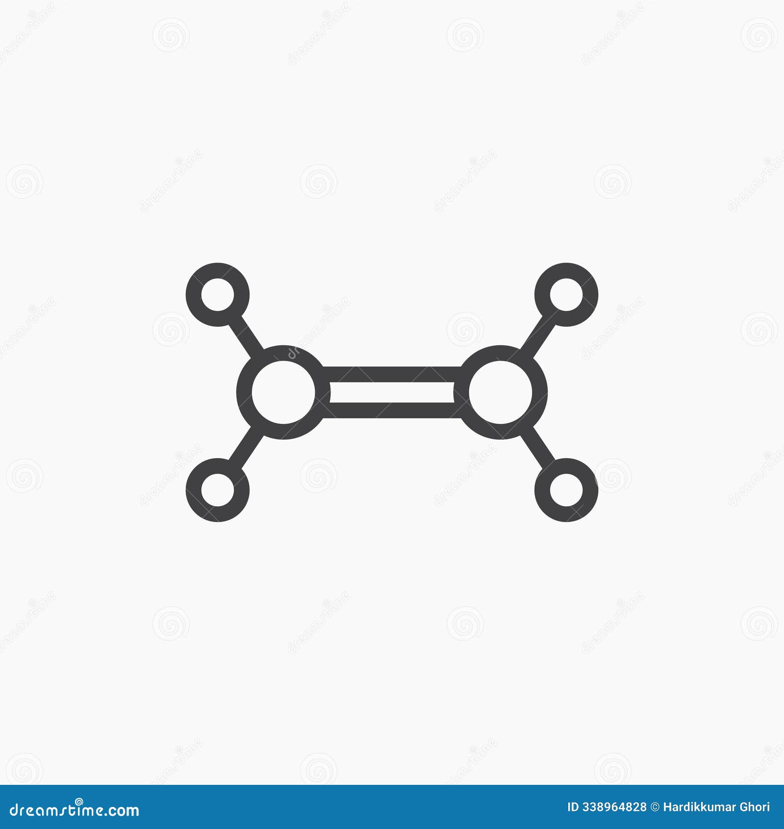 Ethylene Moleculeline In Thin Line Black Color. Flat Simple Vector ...