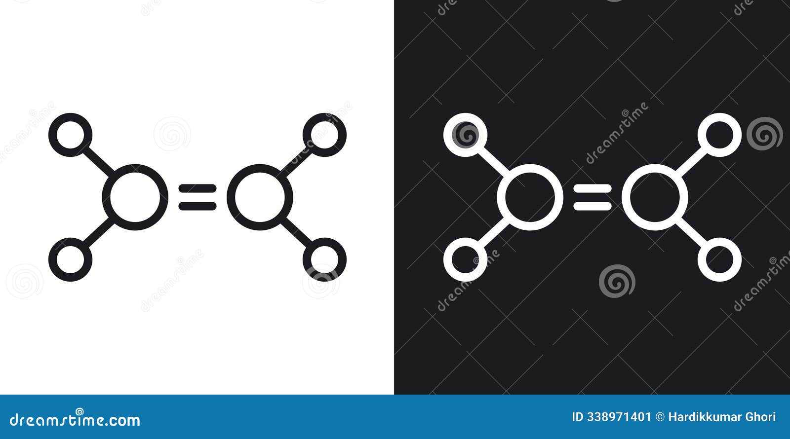 Ethylene Moleculeline In Thin Line Black Color. Flat Simple Vector ...