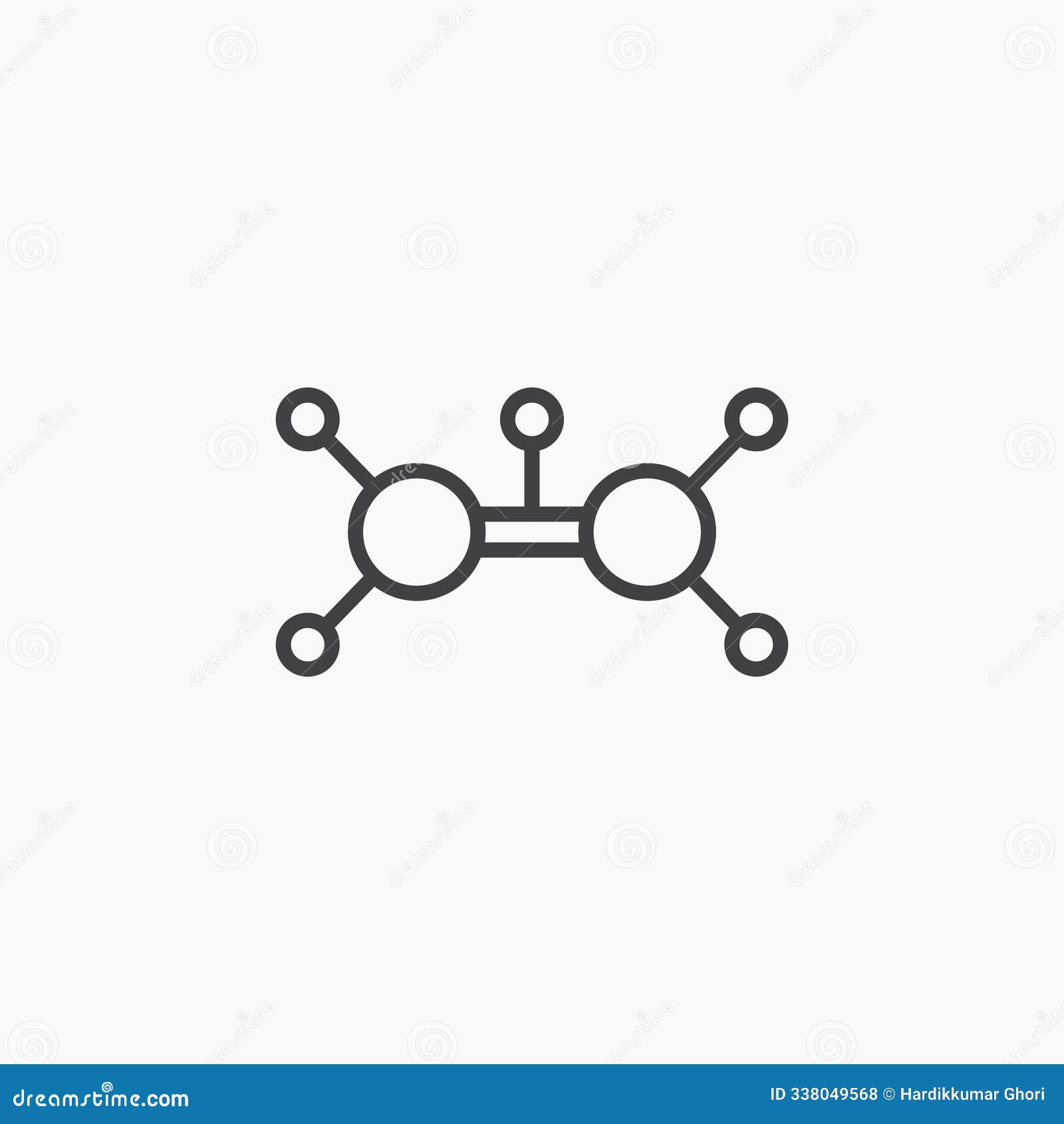 Ethylene Moleculeline In Thin Line Black Color. Flat Simple Vector ...