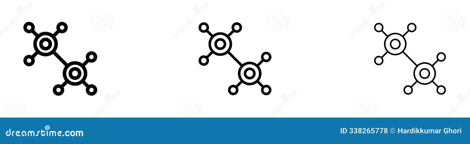 Ethylene Moleculeline In Thin Line Black Color. Flat Simple Vector ...