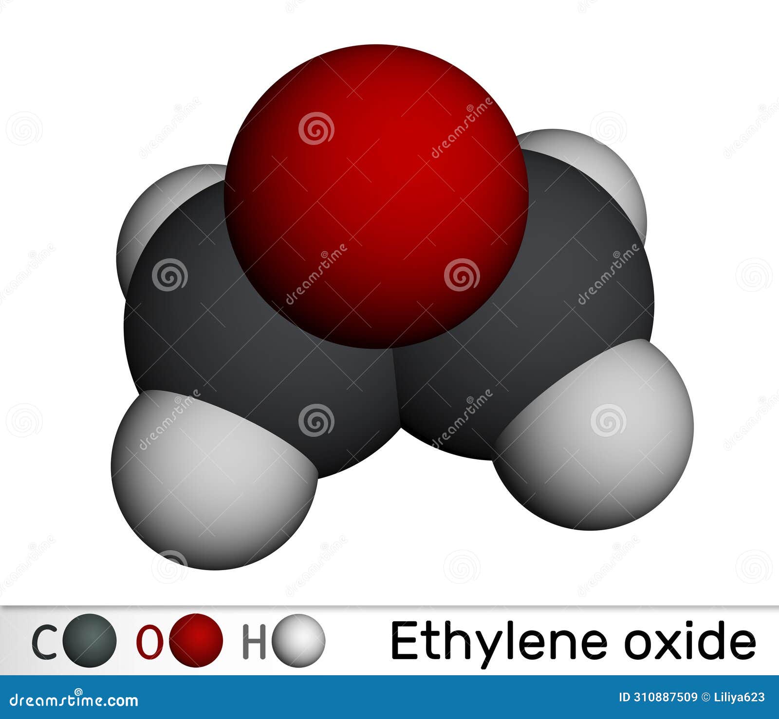 Ethylene Oxide, Oxirane C2H4O Molecule. Structural Chemical Formula ...