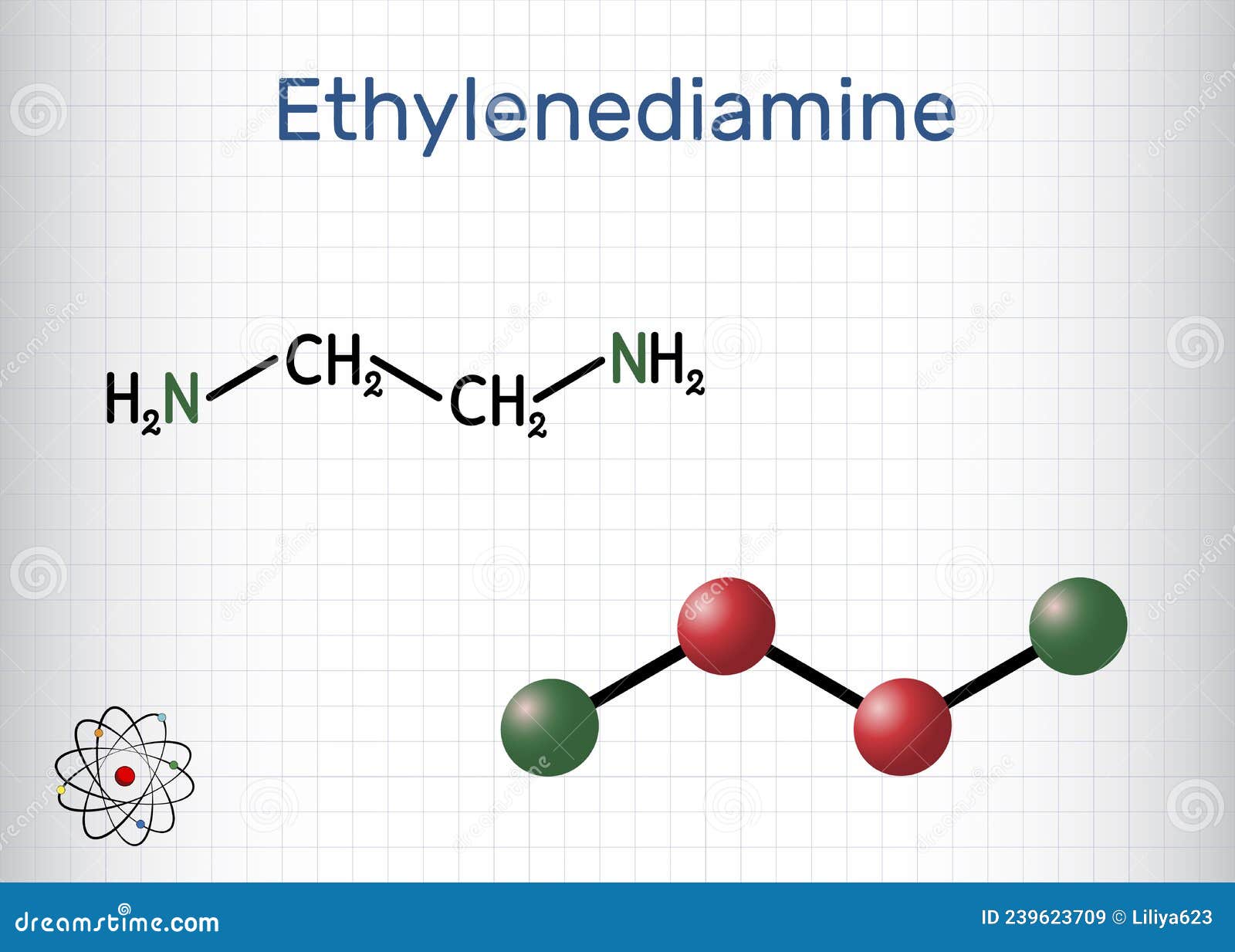 Ethylenediamine Molecule 3d, Molecular Structure, Ball And Stick Model ...