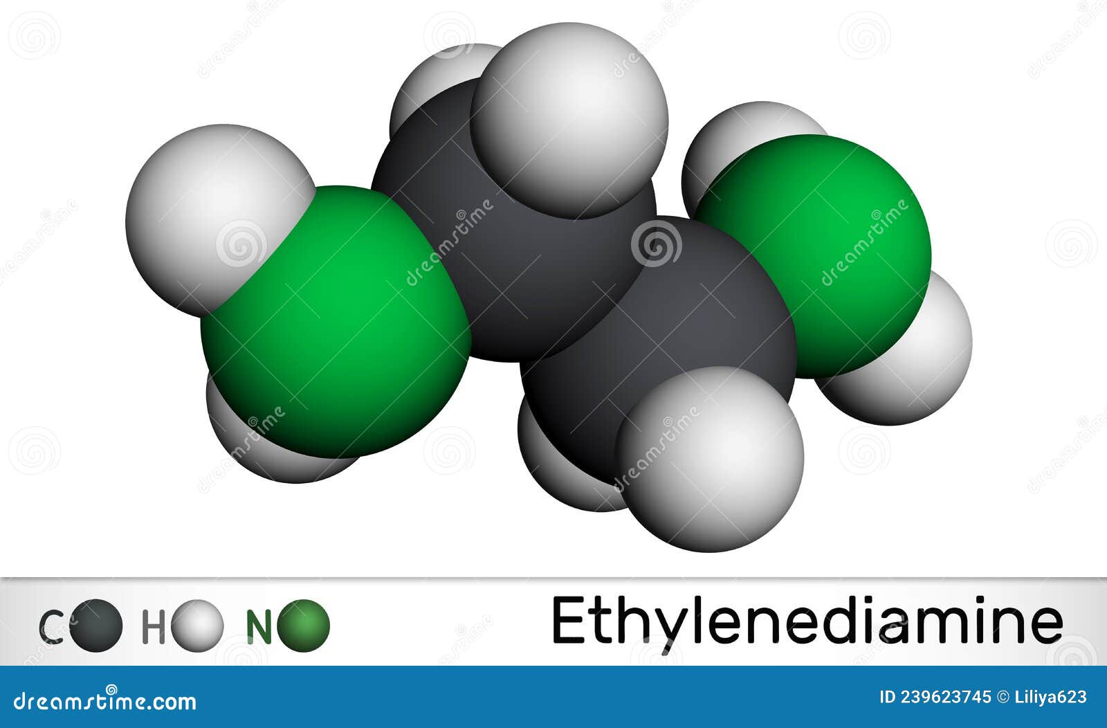 Ethylenediamine Molecule 3d, Molecular Structure, Ball And Stick Model ...