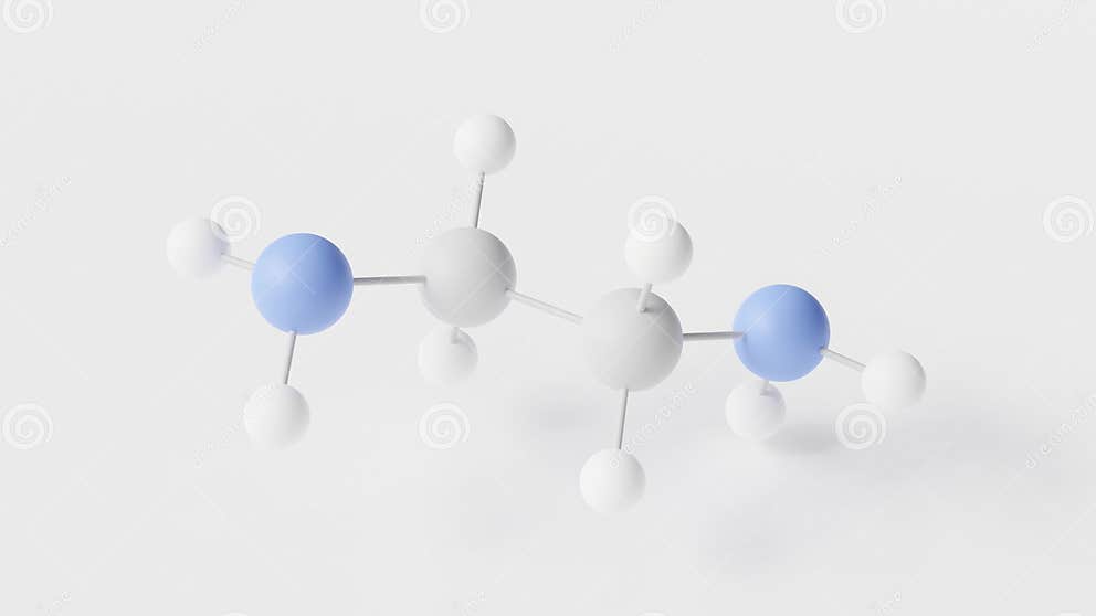 Ethylenediamine Molecule 3d, Molecular Structure, Ball and Stick Model ...
